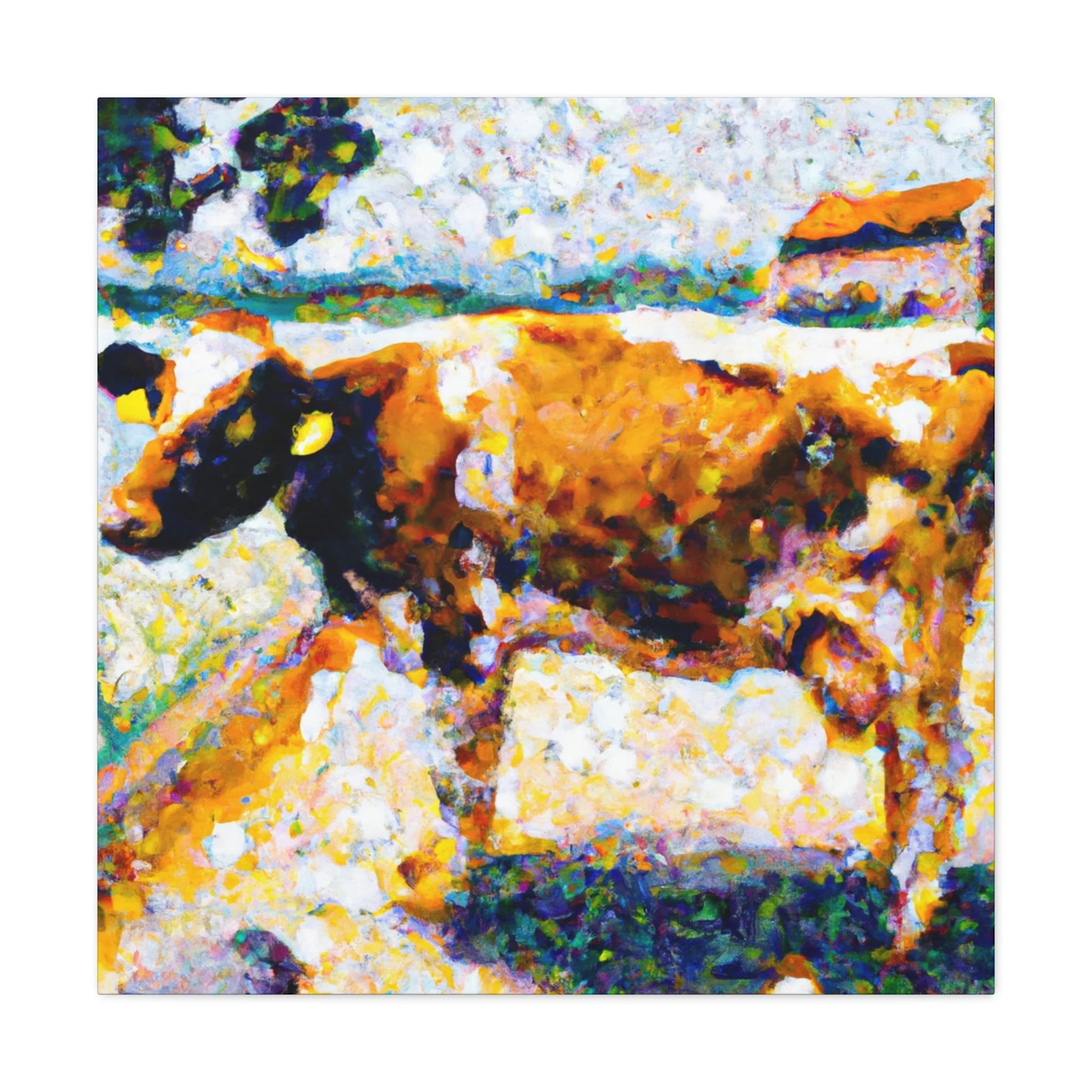 Cow in Pointillism - Canvas - Walmart.com