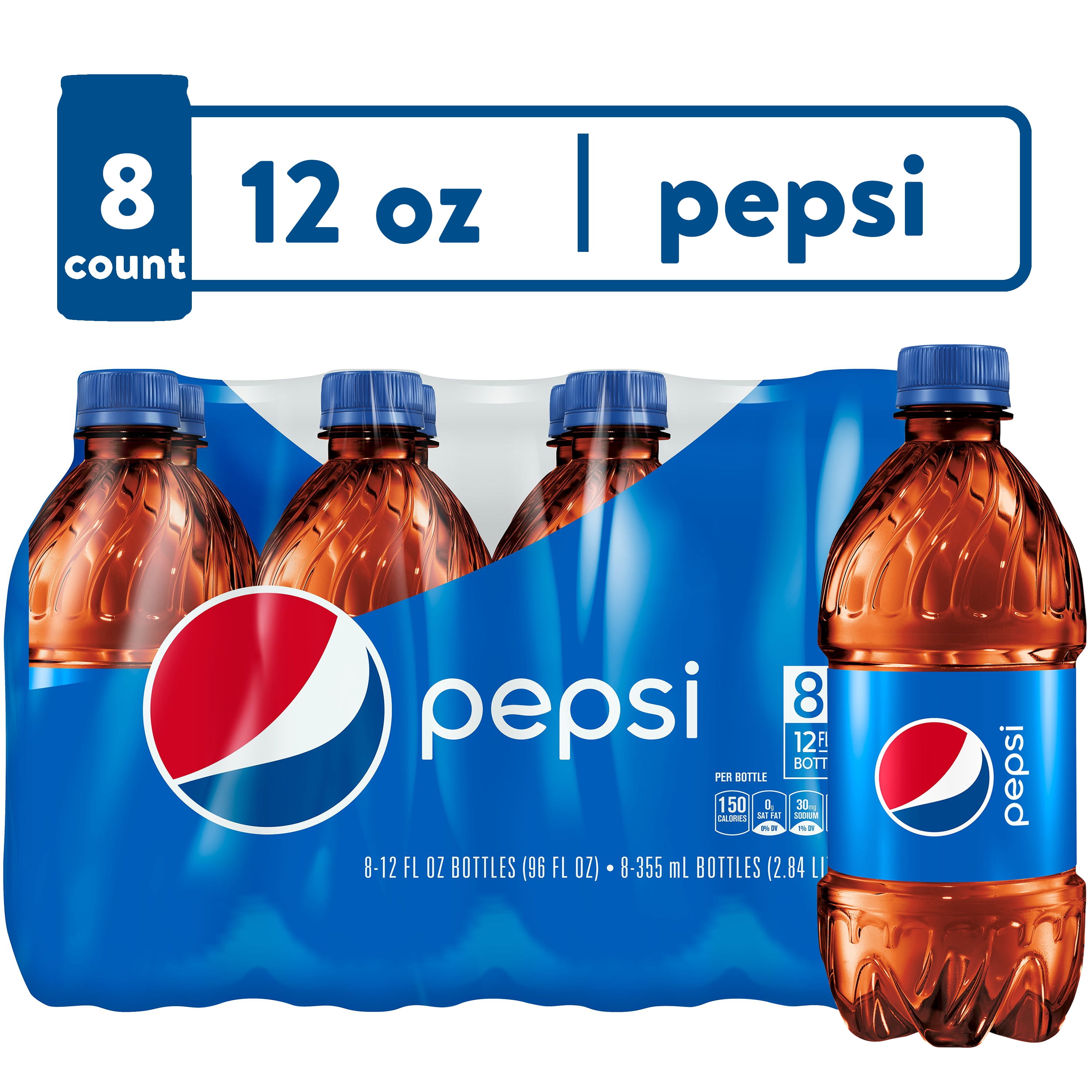 Pepsi Cola Soda Pop, 12 fl oz, 8 Pack Bottles - Walmart.com