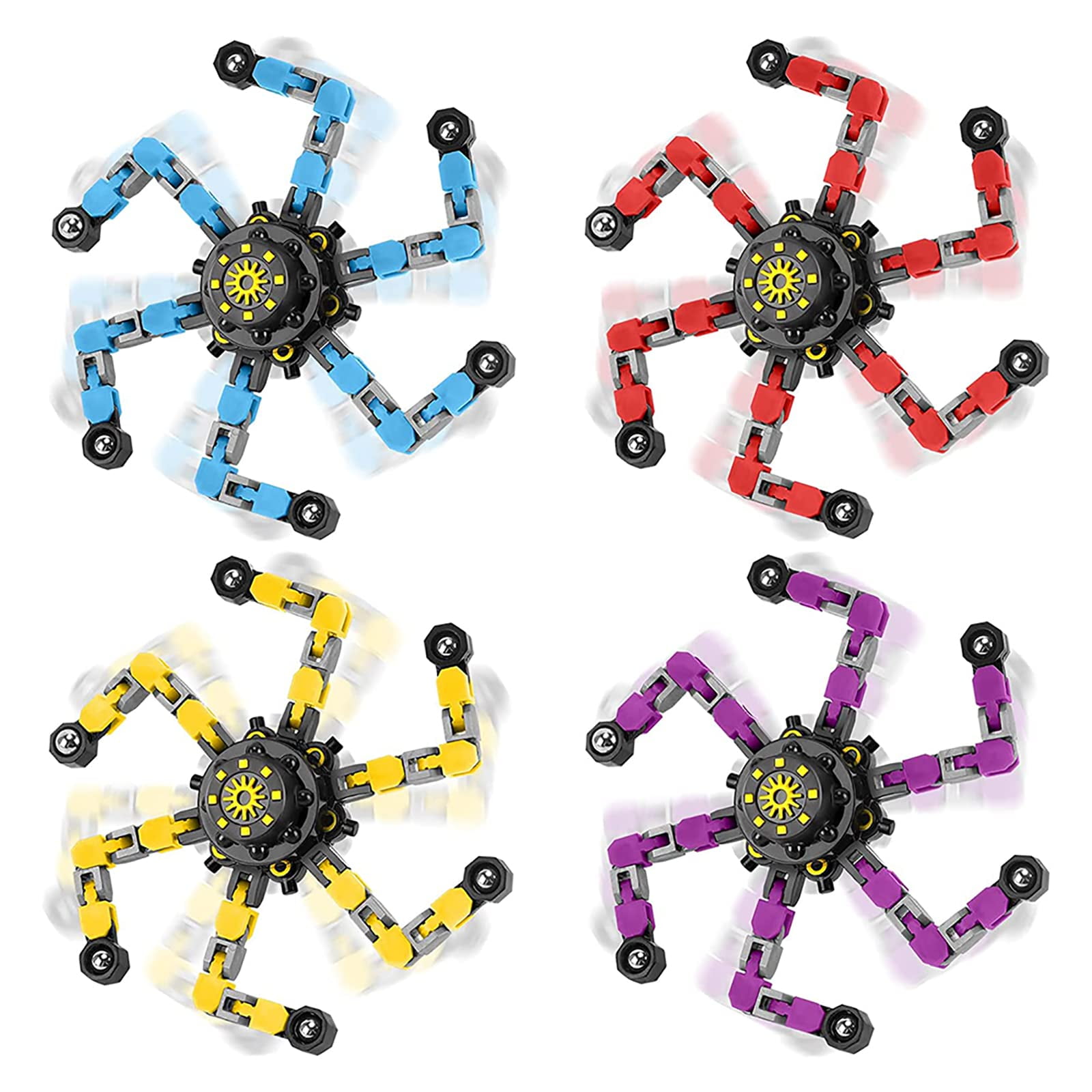 4 PCS Finger Spinners Sensory Toys, Creative Transformable Chain Robot ...