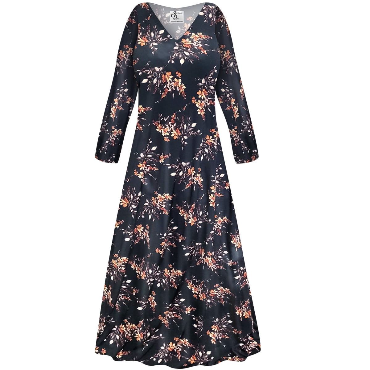 Plus size 7x Tall Womens FHighy High V- Neckline with Long Sleeve Dress ...