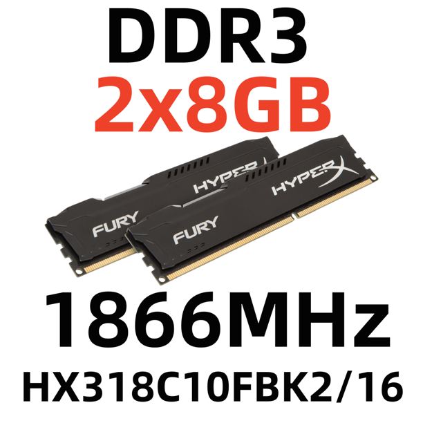 HYPERX FURY DDR3 1866MHz RAM 16GB Desktop Memory DIMM for PC,2x8GB ...