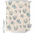 Blue Seashells Shower Curtain, Coastal Vintage Leaf Rustic Country ...