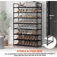8-Tier Metal Shoe Rack with Adjustable Shelves and Hooks, Stackable ...