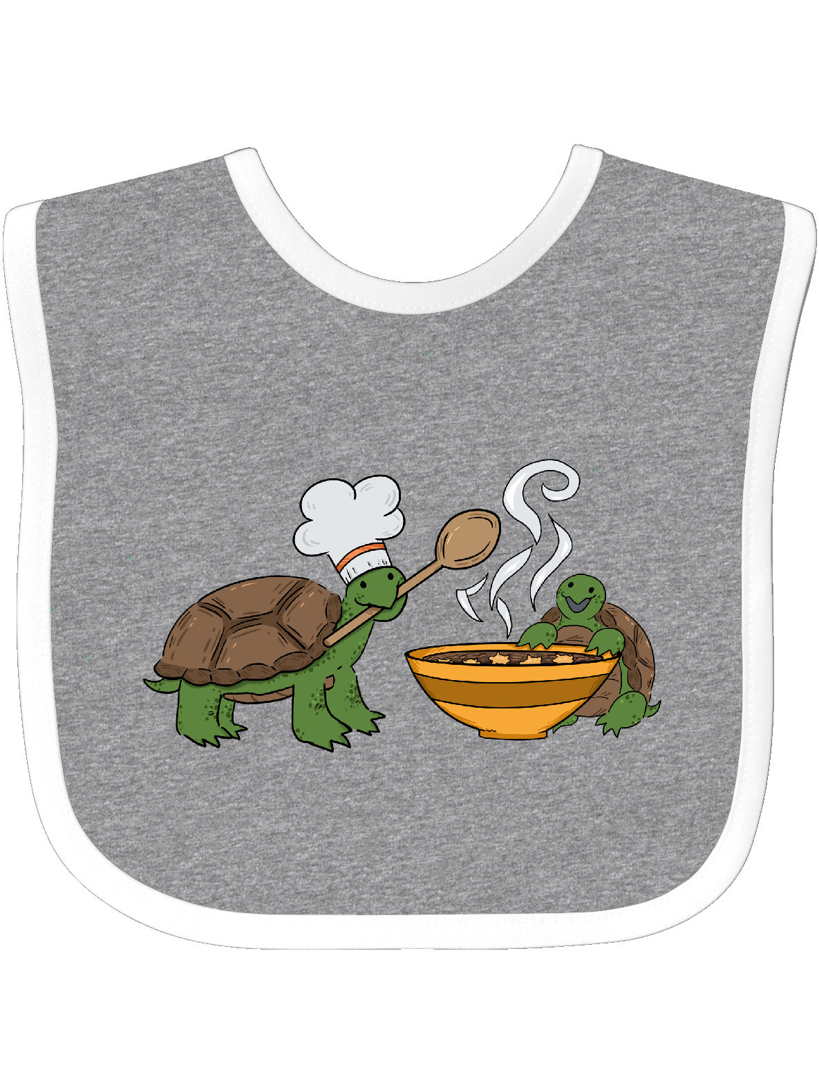 Inktastic Cute Turtle Chefs Making Soup Gift Baby Boy or Baby Girl Bib ...