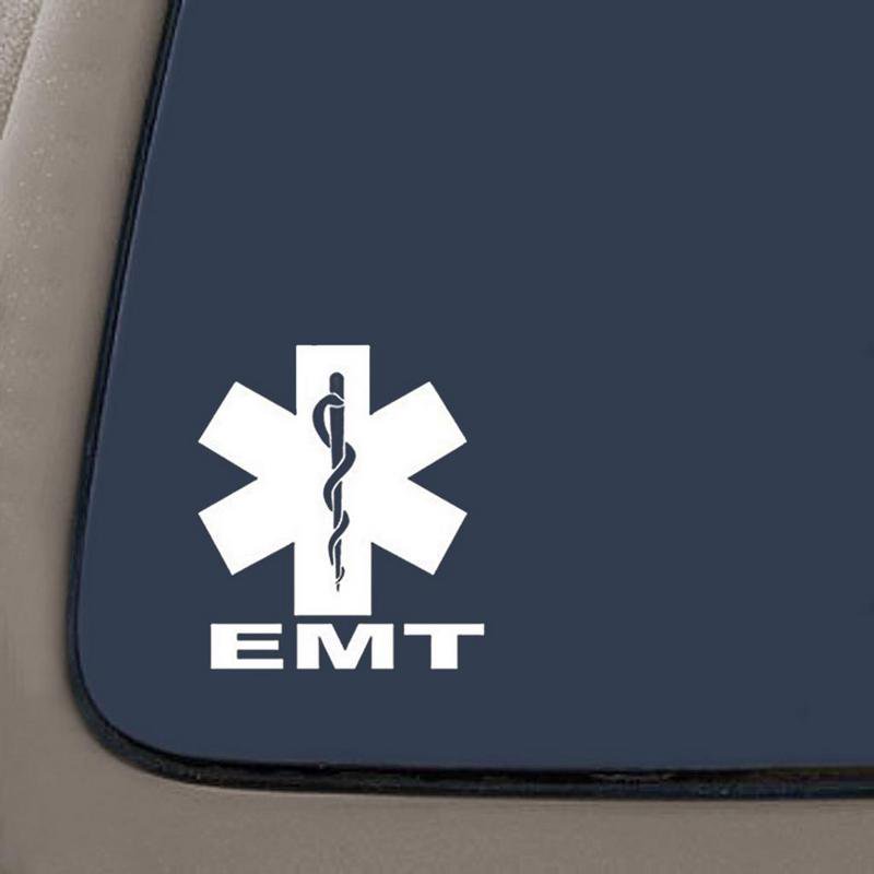 EMT Medical Emblem Vinyl Decal | 5.5-Inches | White Vinyl Decal | Car ...