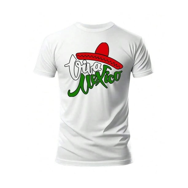 Playera De Viva Mexico Con Sombrero Charro Septiembre Fiestas Patrias Independencia Color Blanco ...