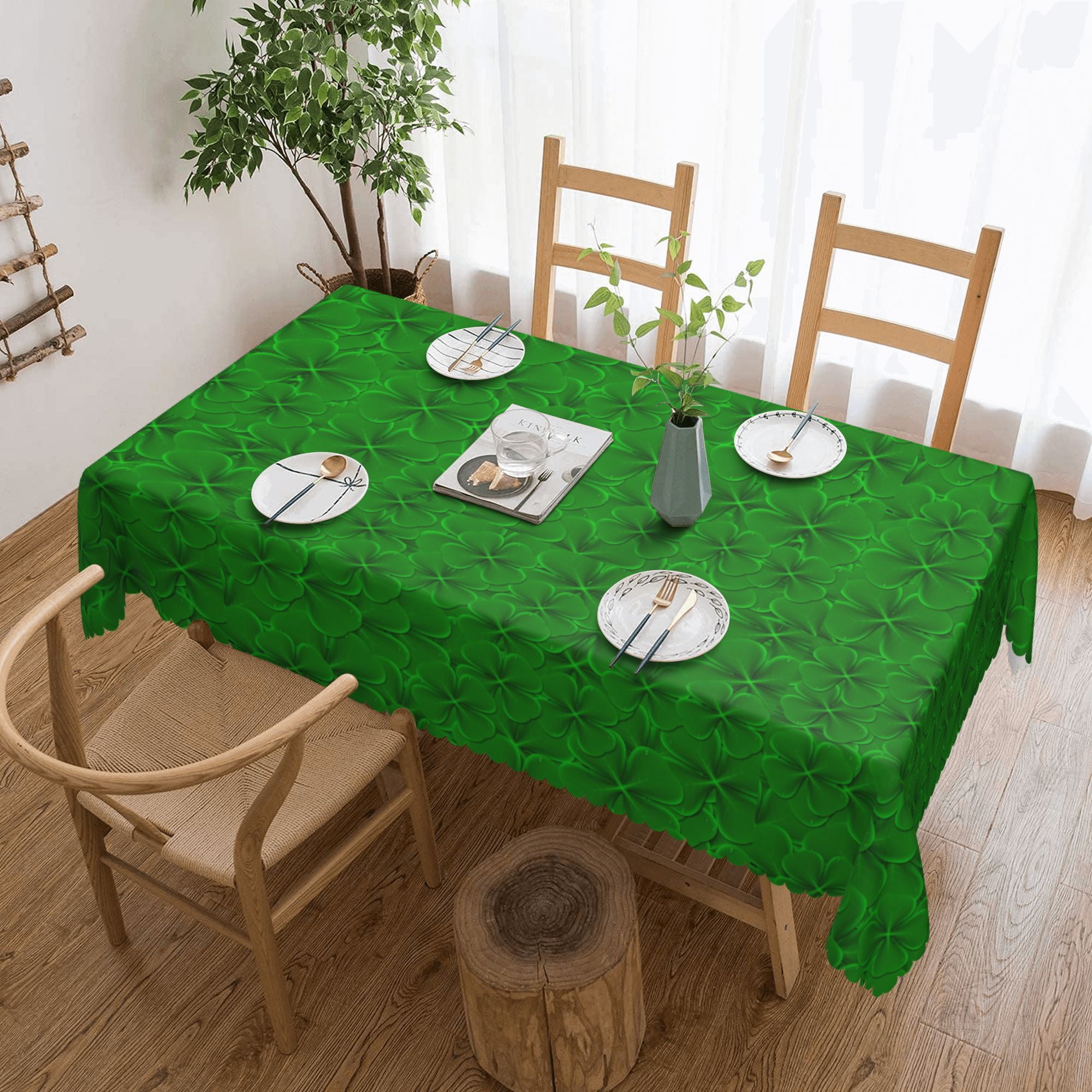XMXY Table Cloth Rectangle Table, Four Leaf Clover Texture Dining Table ...