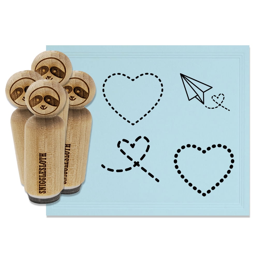 Heart Dashed Dotted Outline Love Rubber Stamp Set for Scrapbooking ...