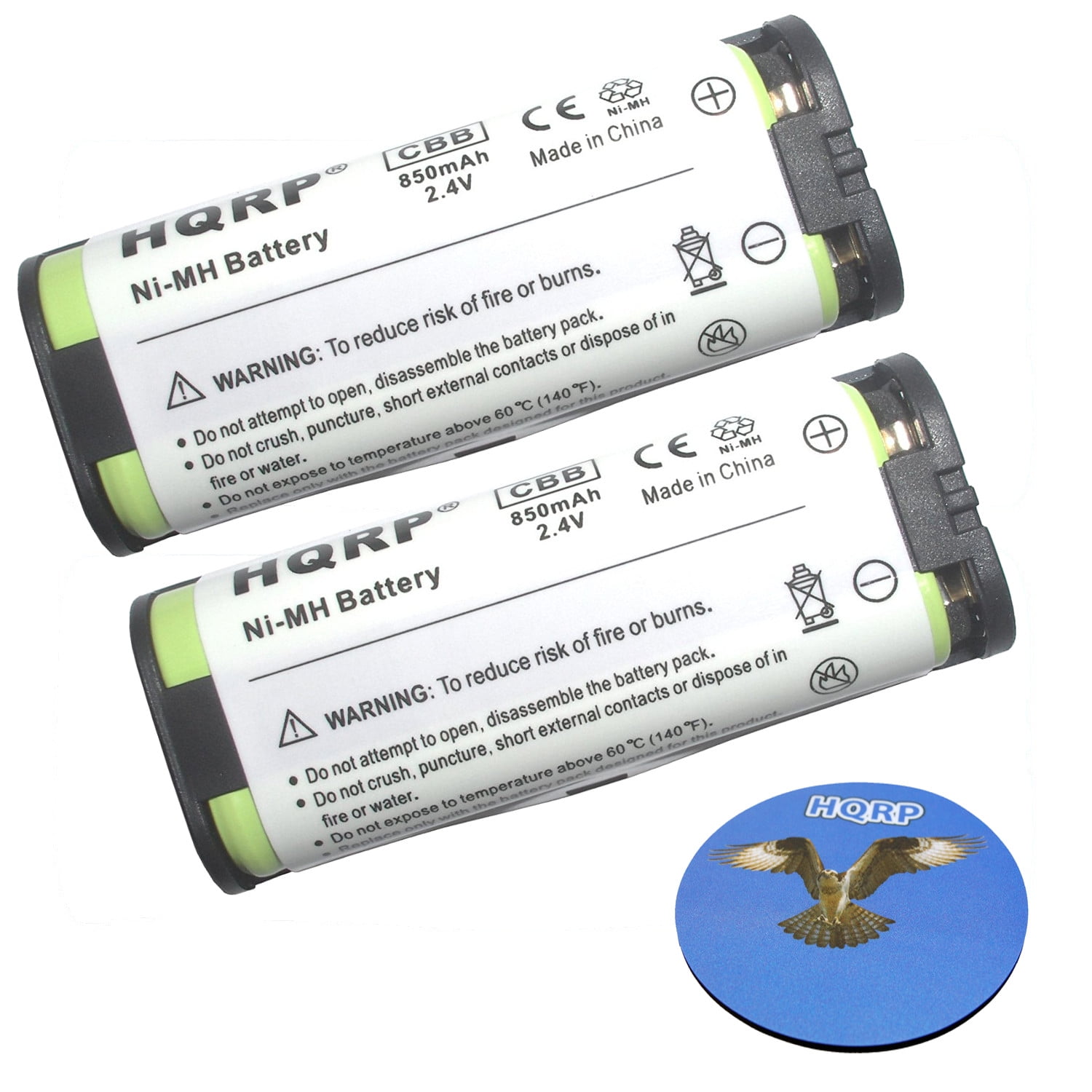 HQRP 2-Pack Phone Battery for Panasonic HHR-P105 / HHR-P105A / KX-242 ...