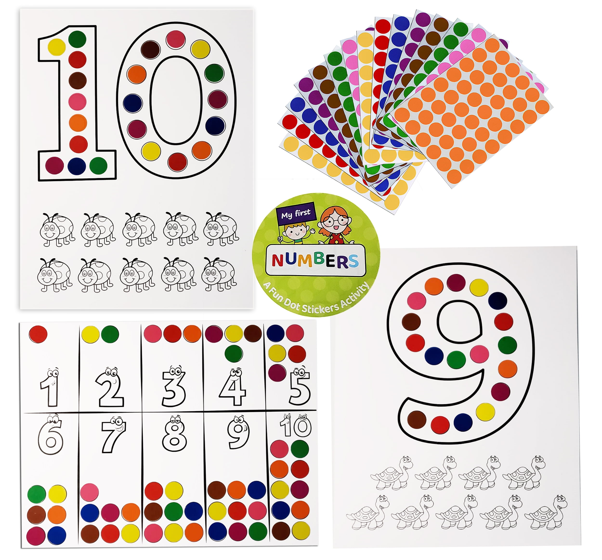 Royal Green Fun Dot Sticker Activity Sheets for Kids, My First Numbers ...