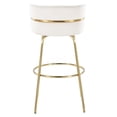 Glam Gold Metal Bar Stools Set of 2 with Cream Velvet Upholstery and ...