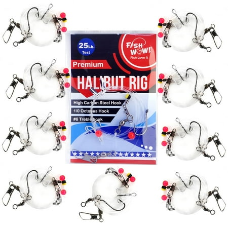 Fish WOW! 10 Packs 25lb Halibut Trap Drifting Rig with 1/0 Octopus Hook ...