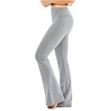 TheLovely Women's Fold-Over Waistband Bootleg Flared Bottom Workout ...