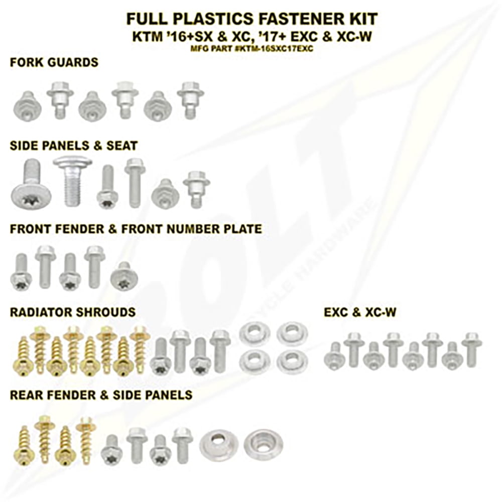 Bolt Full Plastics Fastener Kit Compatible With KTM 125 XC 2021 ...