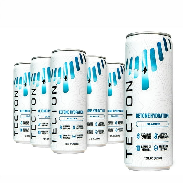 Tecton Ketone Energy Drink, Glacier Flavor, 12oz (12-Pack), 10g Nature ...