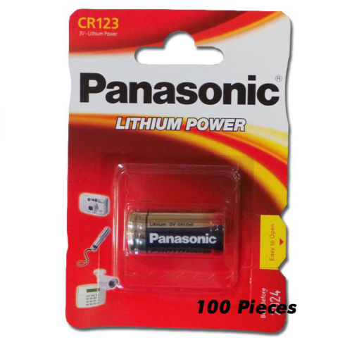 100 Panasonic CR123 123A DL123 123 CR-123APA/1B 3V Lithium Battery ...
