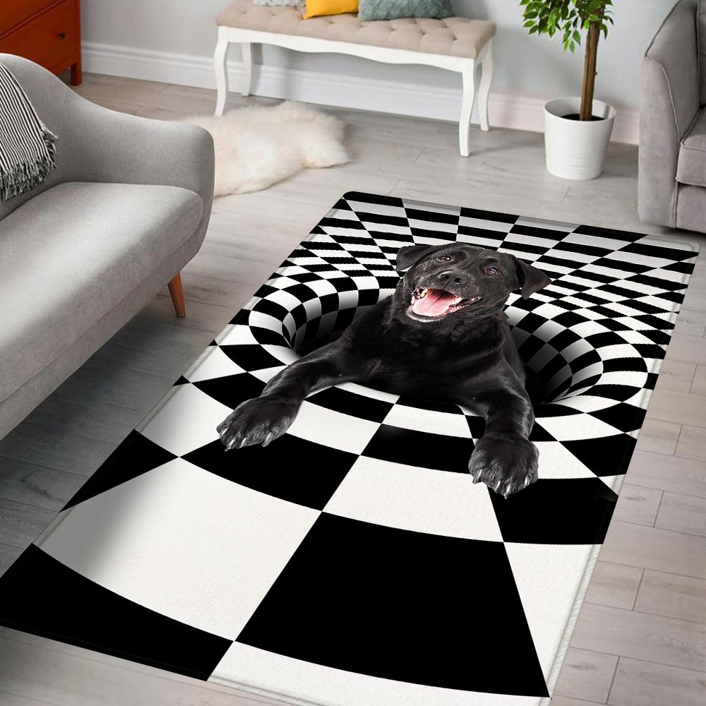 Rectangle Area Rug For Living Room, Bedroom, Black Labrador Retriever ...