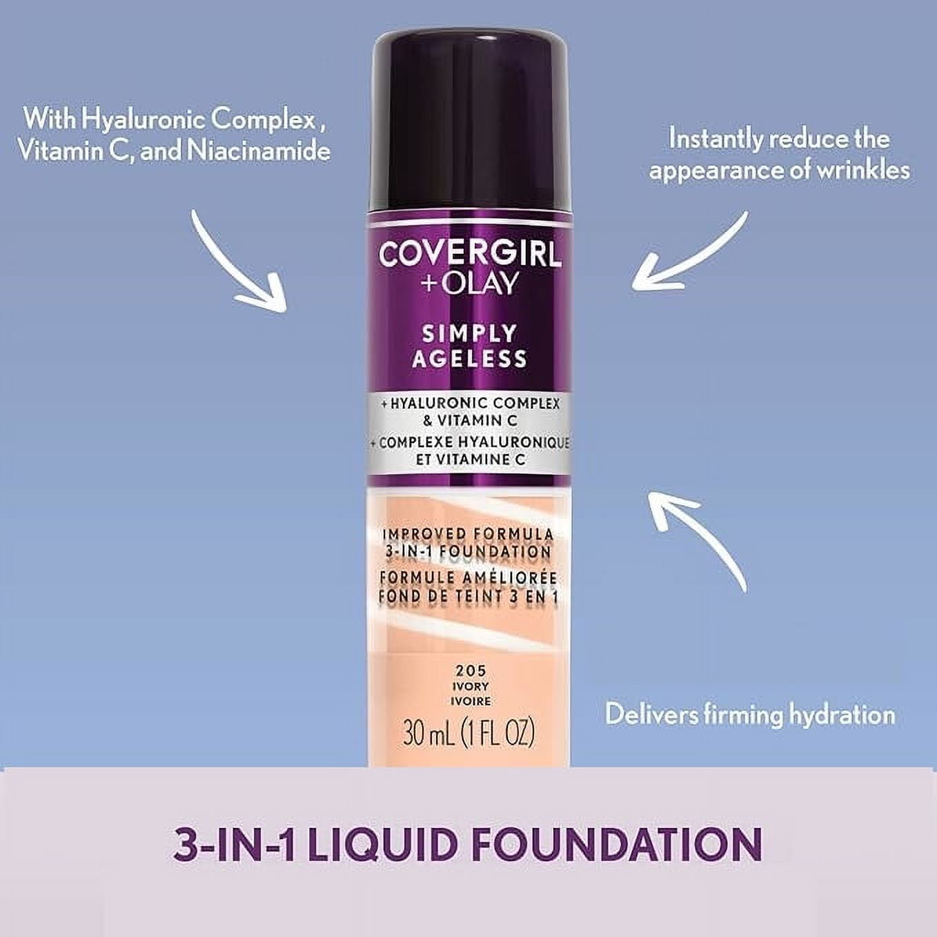 COVERGIRL + OLAY Simply Ageless 3-in-1 Liquid Foundation, 220 Creamy ...