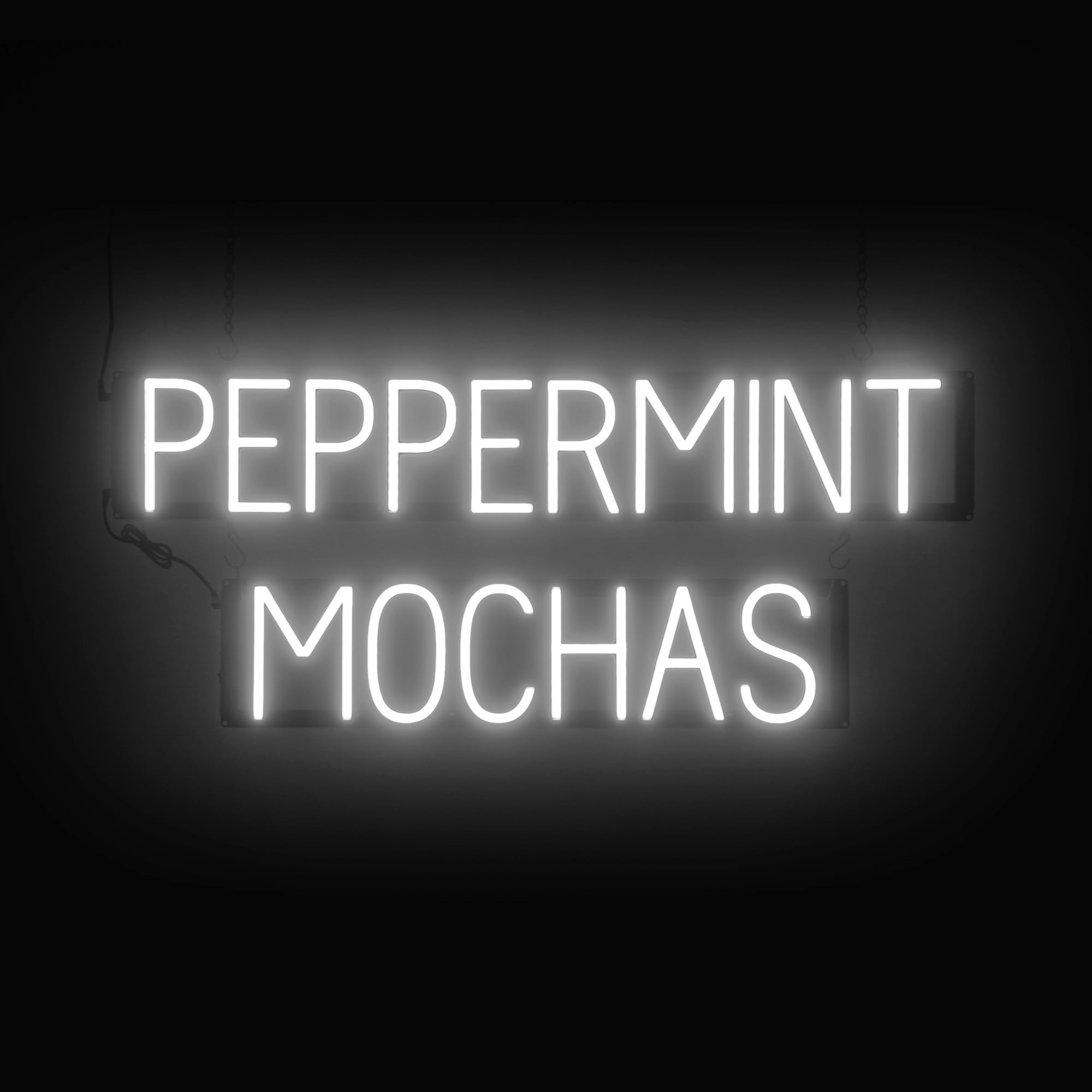 SpellBrite PEPPERMINT MOCHAS LED Sign for Business. 35.8" x 15" White ...