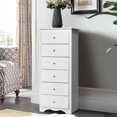 Gymax 6 Drawer Chest Dresser Clothes Storage Bedroom Tall Furniture Cabinet White - Walmart.com