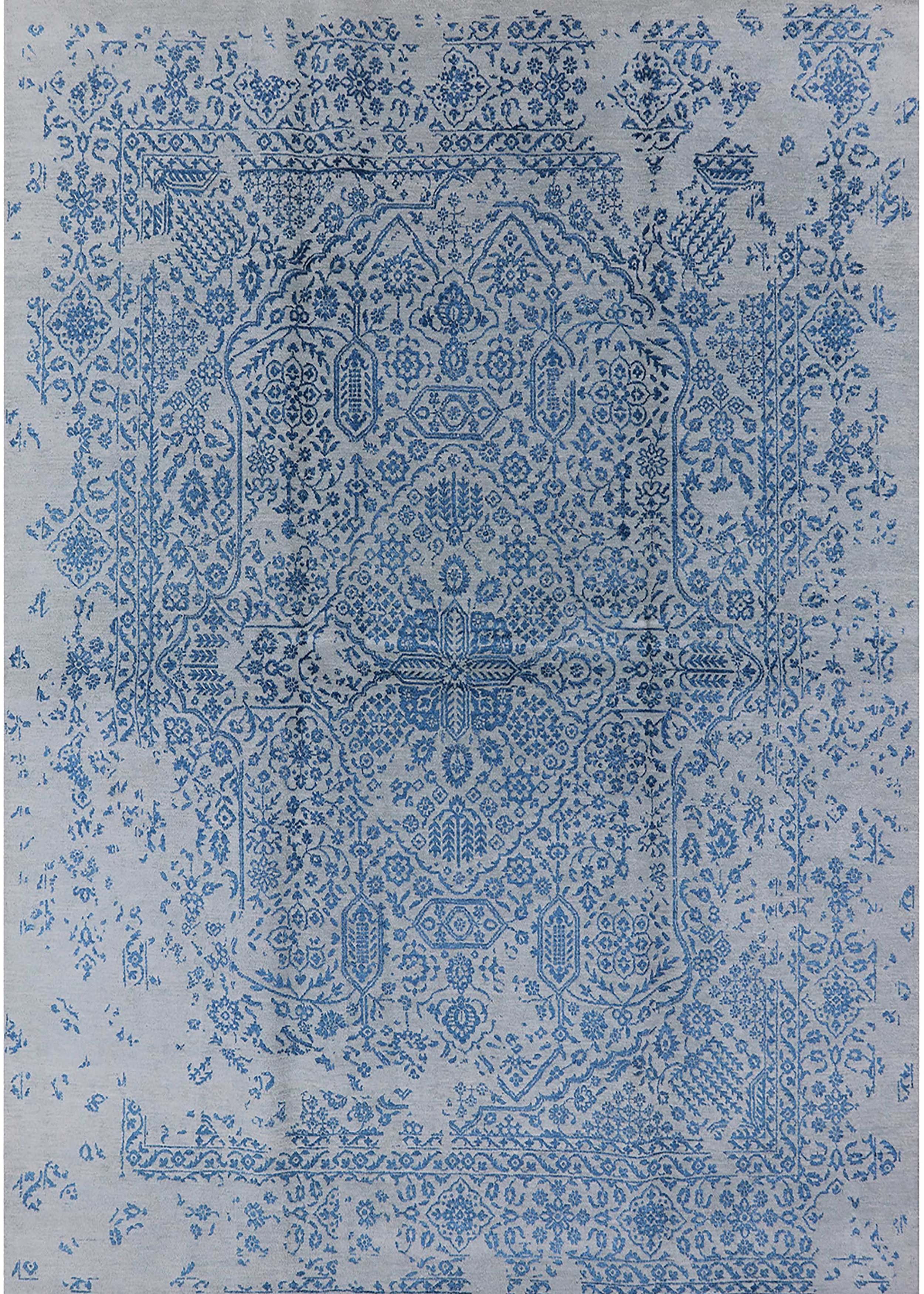 Ahgly Company Indoor Rectangle Mid-Century Modern Blue Oriental Area ...