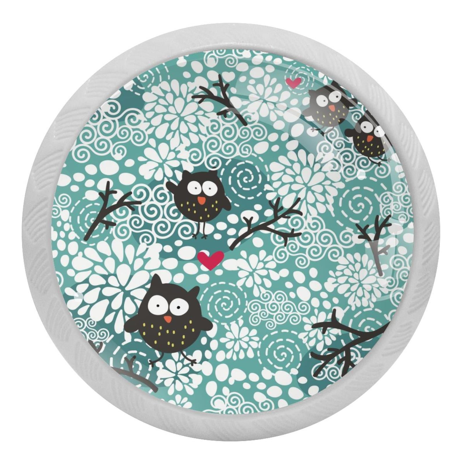 4PCS Round Owl Cabinet Fluorescence Knob Glowing in the Dark Furniture ...