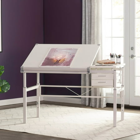 SD Alpha White Metal Drafting Table with Split Top and Storage – BrickSeek