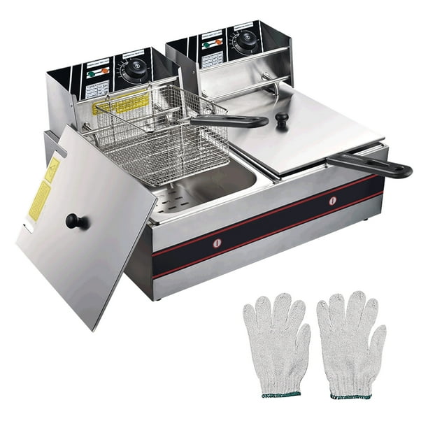 Yescom 12l 5000w Commercial Electric Deep Fryer Dual Tank Basket