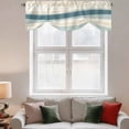 Abstract Wave Effect Tie Up Valances Curtain, Watercolor Blue Stripe ...