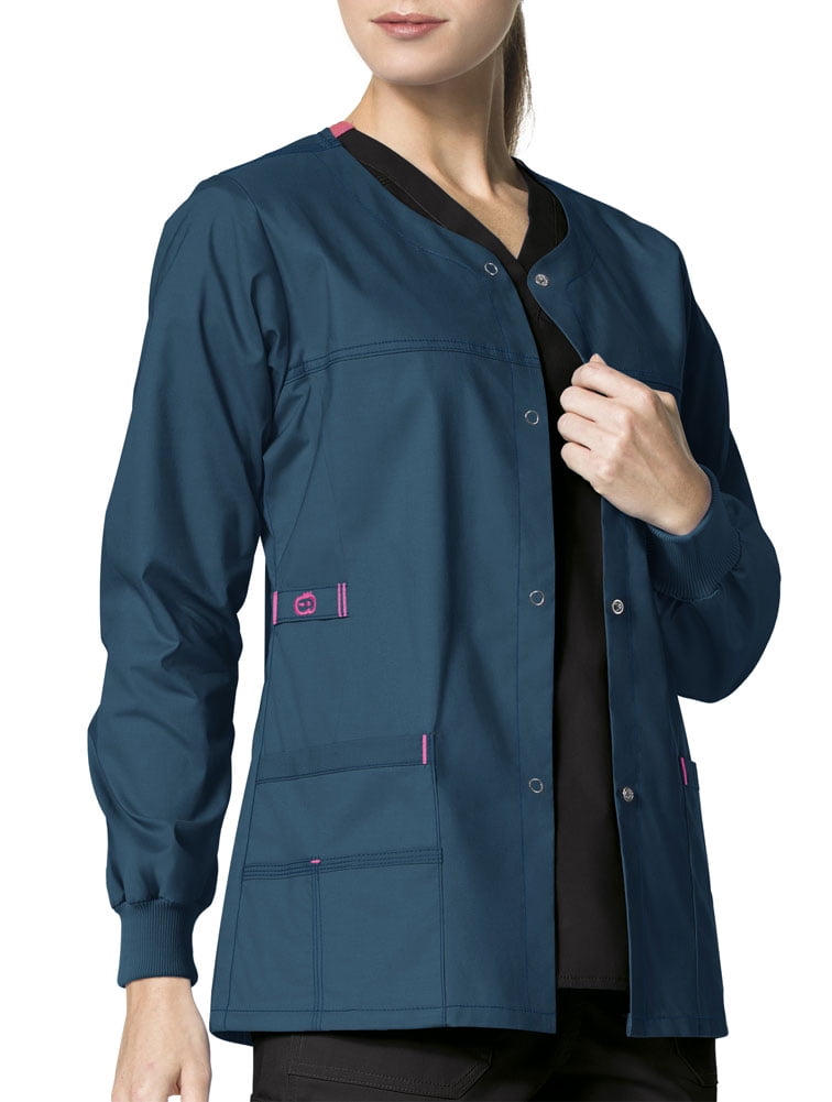 WonderWink WonderFLEX 'Constance' Snap Front Jacket Scrub Top - Walmart.com