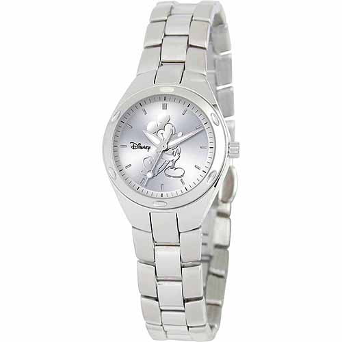 Mickey Mouse Women's Stainless Steel Watch, Silver Bracelet - Walmart.com
