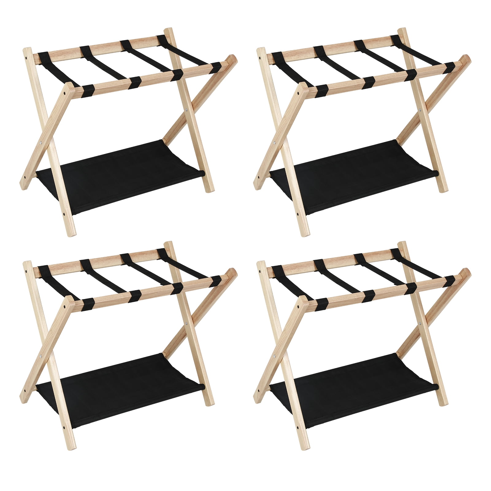 Ecomex Set of 4 Wood Luggage Rack, Folding Suitcase Holder for Guest ...