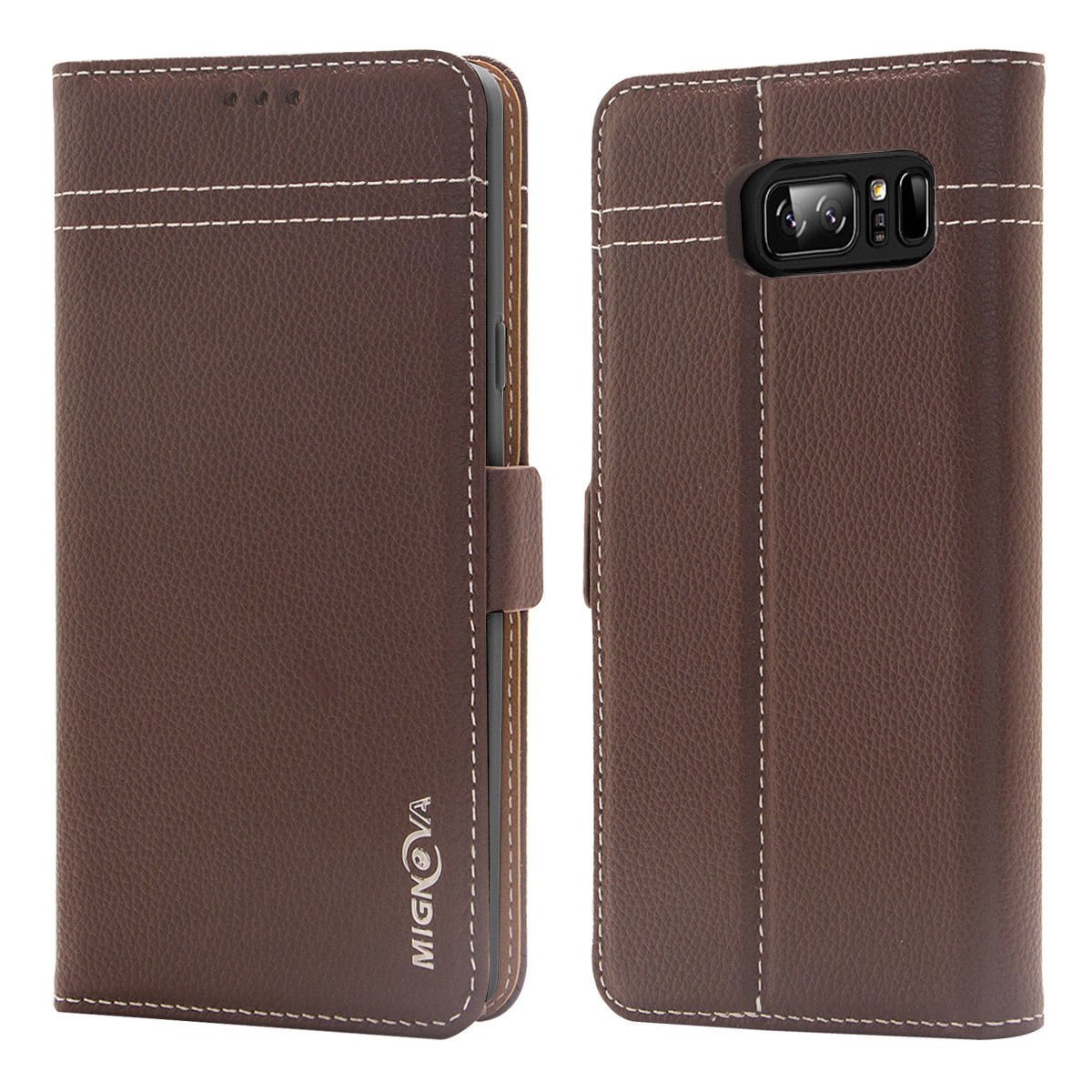 Samsung Galaxy Note 8 case, Mignova Genuine Leather Case Flip Folio ...