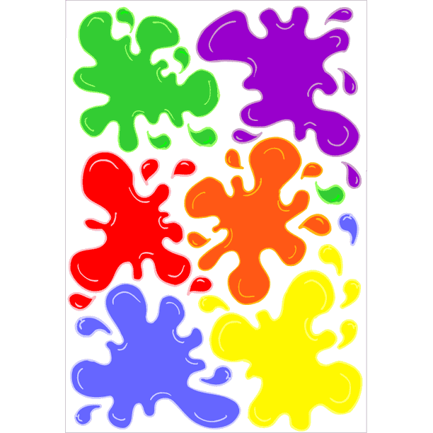 Multicolored Paint Splat Wall Decals / Paintball Splatter Wall Stickers ...