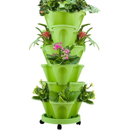 PH5HAO Set of 7 Vertical Gardening Planter Stackable Flower Pot Tower ...