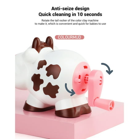 2 In 1 Cute Cow Playdough Tools Set Dough Pasta Maker Machine Ice Cream ...