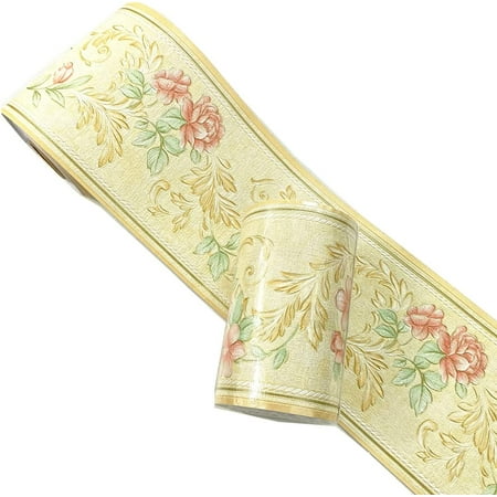 Self Adhesive Yellow Floral Wallpaper Border Peel and Stick Wall Decal ...
