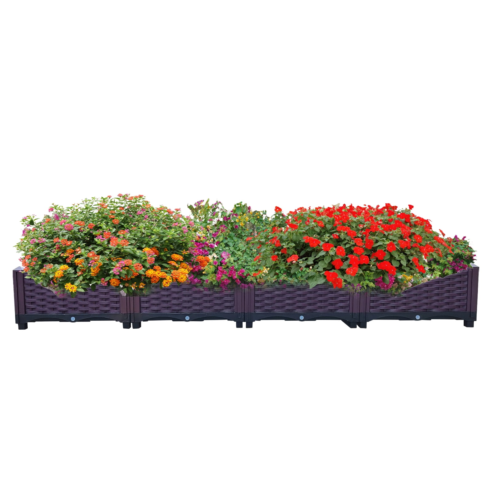 Dawot Planter Box Raised Garden Bed, Plastic Planter Care Box Kits Set ...