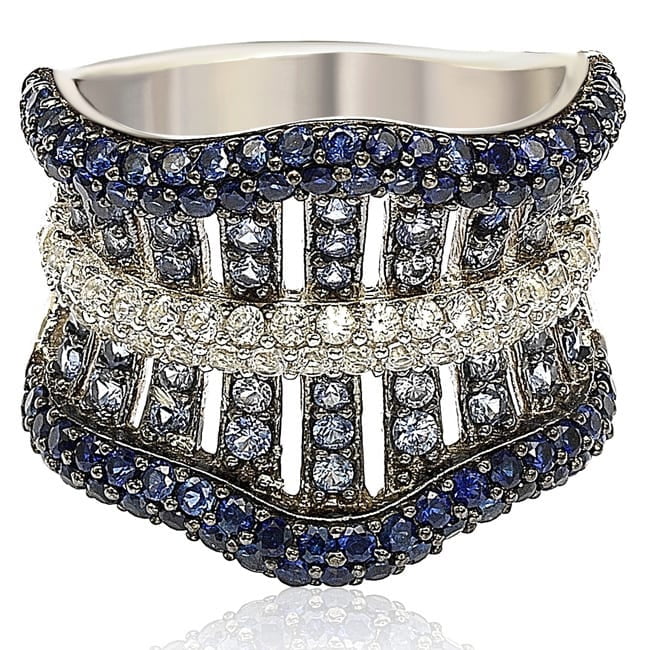 Sterling Silver Sapphire and 6 CTtw Diamond Gladiator Ring - Walmart.com