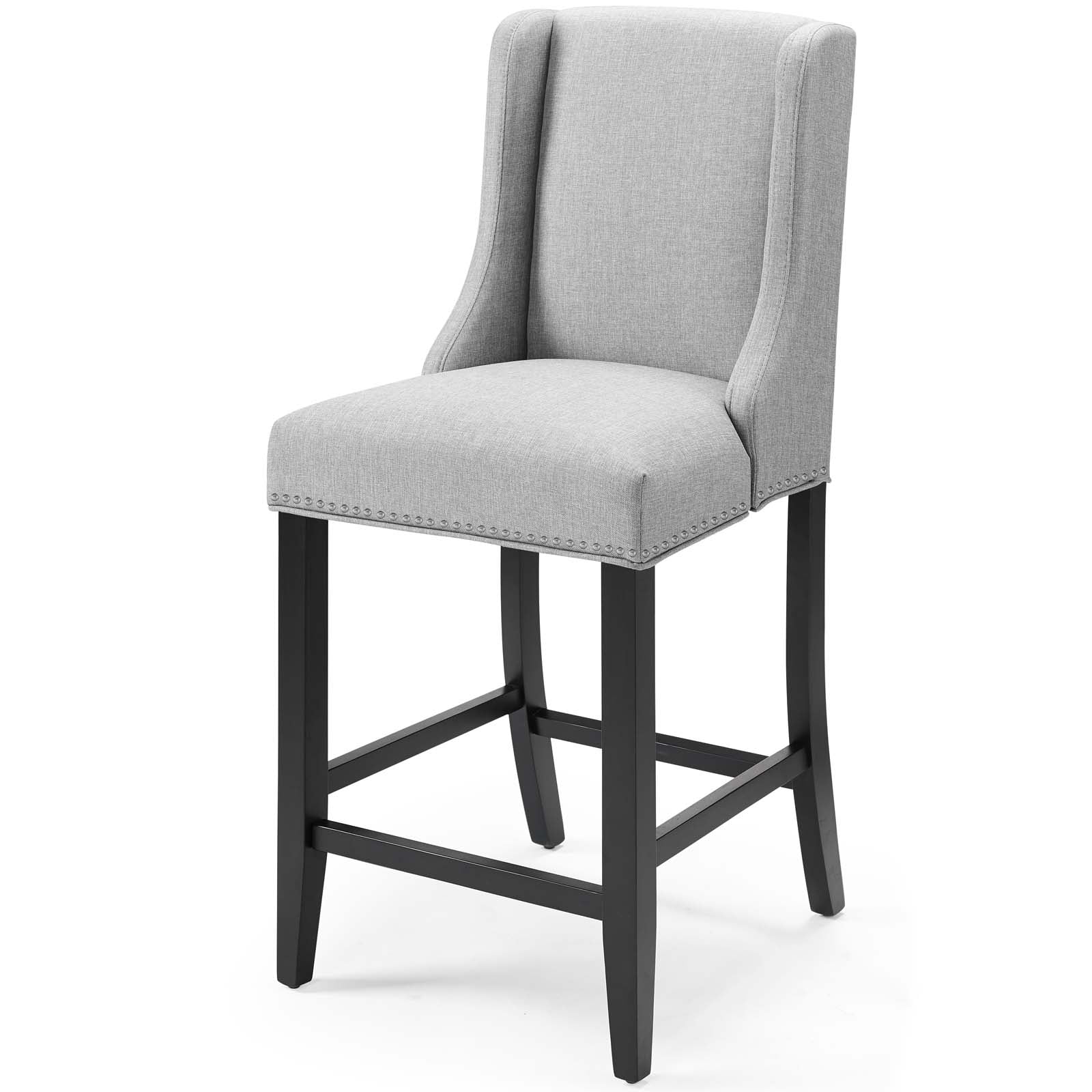 Counter Stool Chair, Fabric, Wood, Light Grey Gray, Modern Contemporary ...