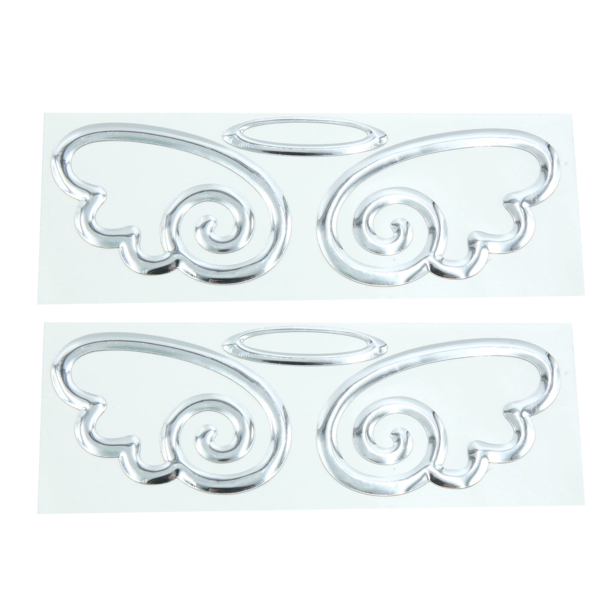 2pcs Silver Tone Angel Round Wings Pattern Auto Car Sticker 3D ...