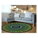 LR Home Wren 3' Round Green Peacock Medallion Indoor Area Rug - Walmart.com