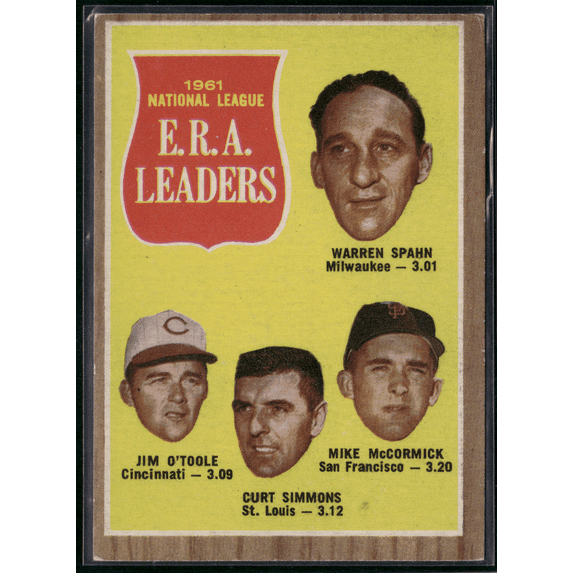 1962 Topps WARREN SPAHN/O'TOOLE/SIMMONS/MCCORMICK #56 1961 NL ERA ...