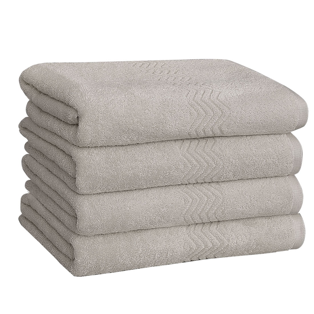 Unique Bargains 4-Pack 100% Cotton Plush Bath Towels 27"x 54" Gray ...