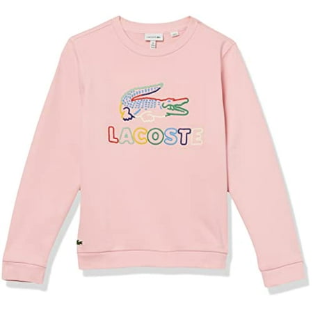 Lacoste uni child Long Sleeve Rainbow Logo Crewneck Sweatshirt, Lotus ...