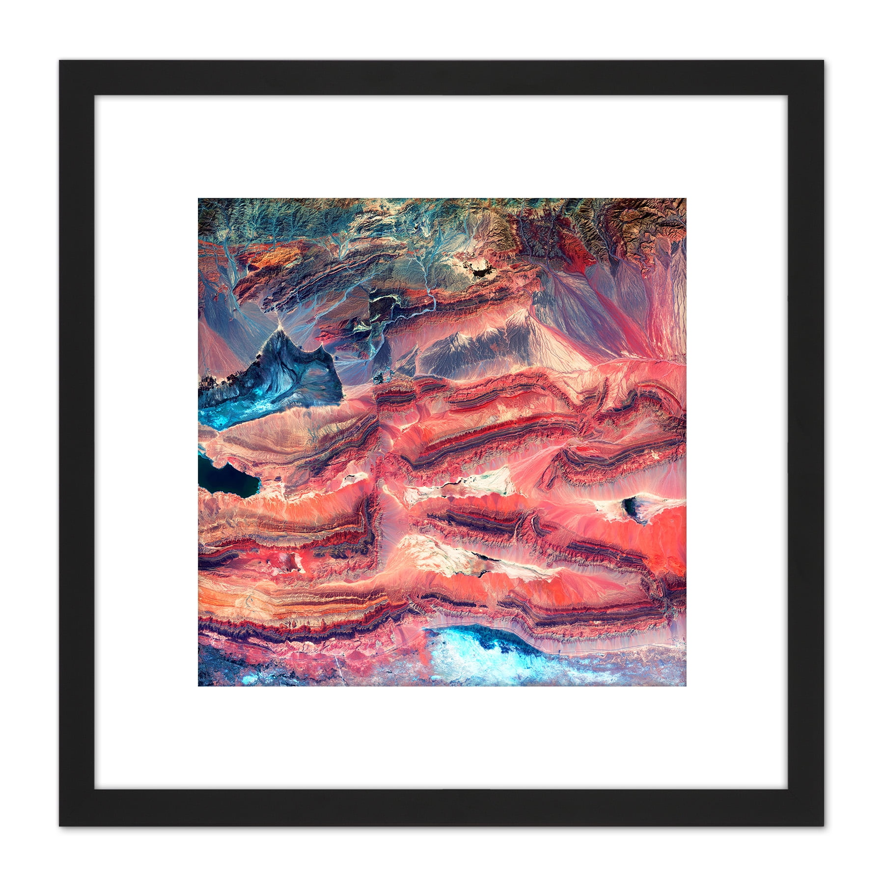 Abstract Layers Mountain Ridges 8X8 Inch Square Wooden Framed Wall Art ...