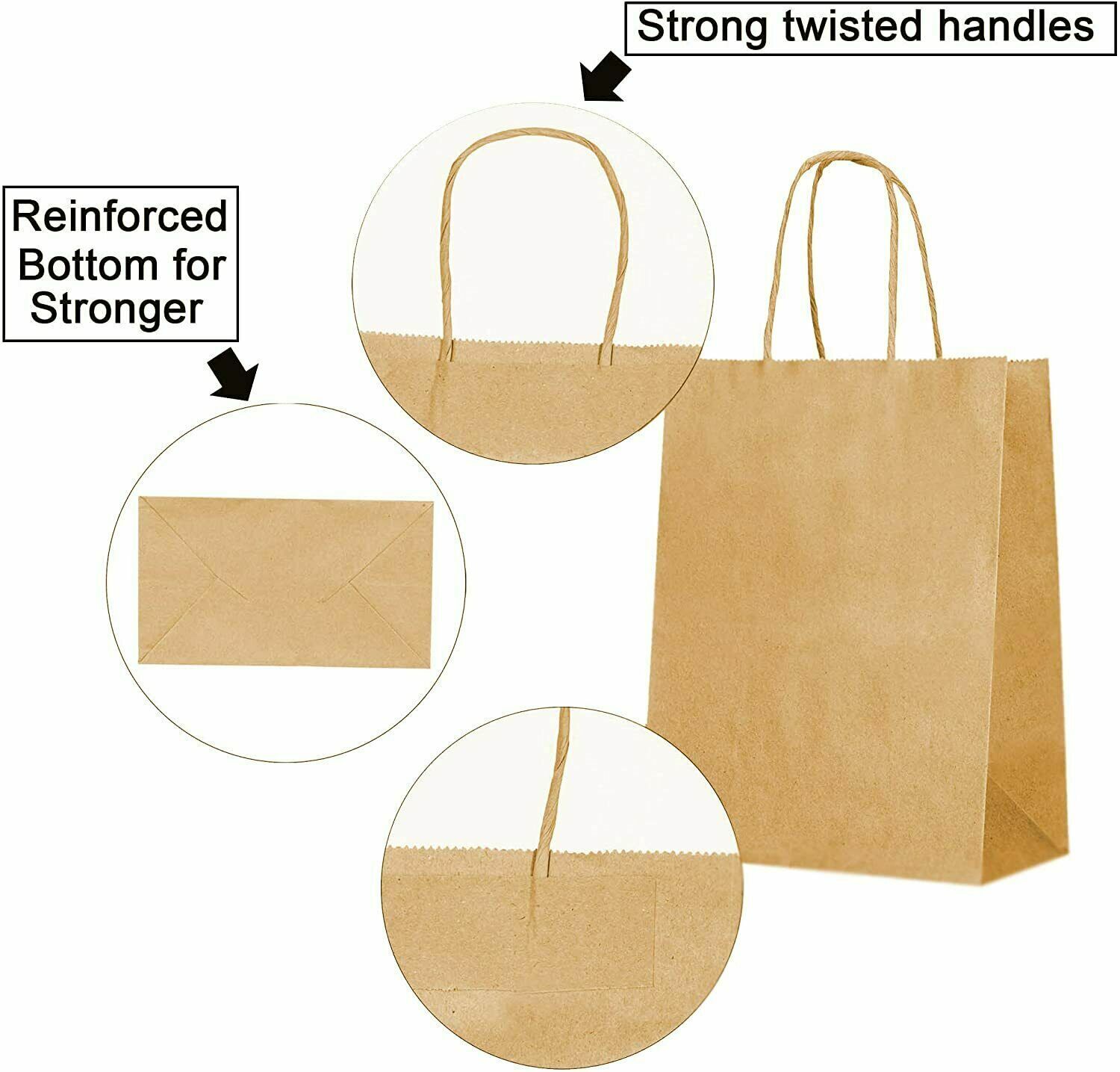8X4.5X10.5- Brown Paper Bags with Handles Bulks. - Walmart.com