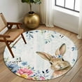 Bunny Easter Round Rug 5ft Washable Circle Kitchen Rugs Non Slip Spring ...