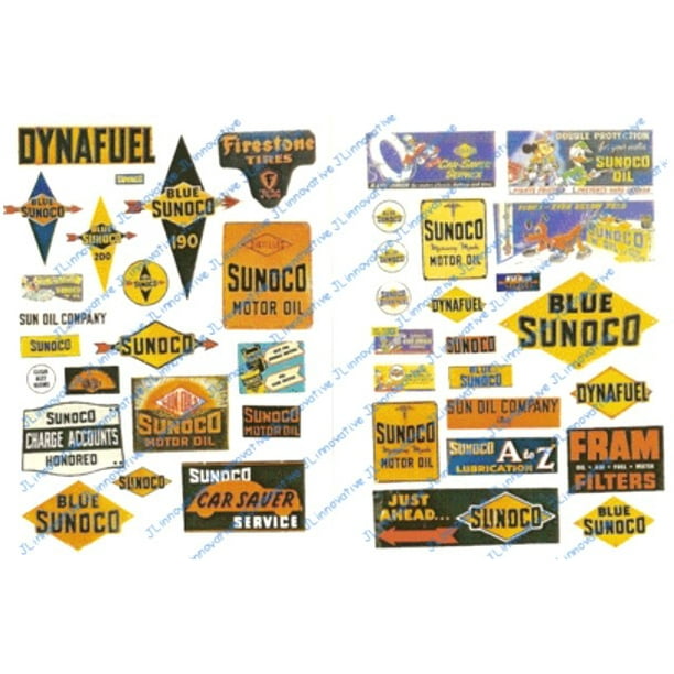 HO 1940-50's Vintage Sunoco Gas Station Signs (42) - Walmart.com ...