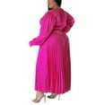 Capreze Women Dresses Solid Color Maxi Dress Plus Size Long Sleeve Crew ...